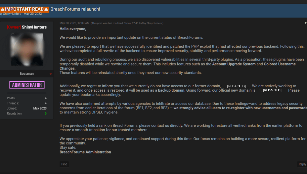 Exclusive: BreachForums announces shock return following back-end rebuild - Cyber Daily
